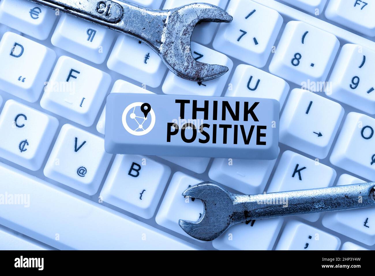 Writing displaying text Think Positive, Concept meaning creating ...