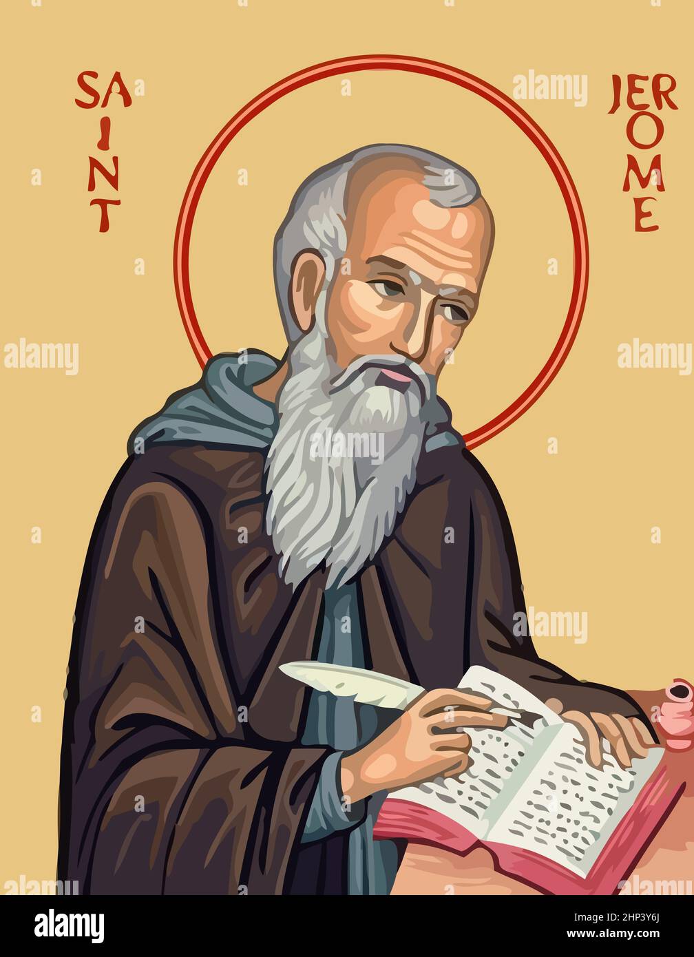 saint jerome faith religion illustration Stock Photo - Alamy