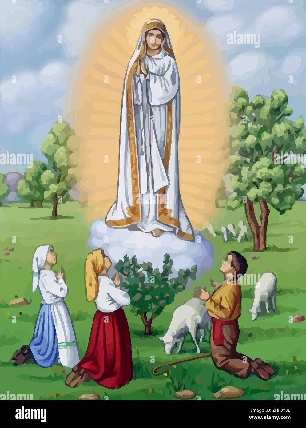 lady holy fatima miracle illustration Stock Photo - Alamy