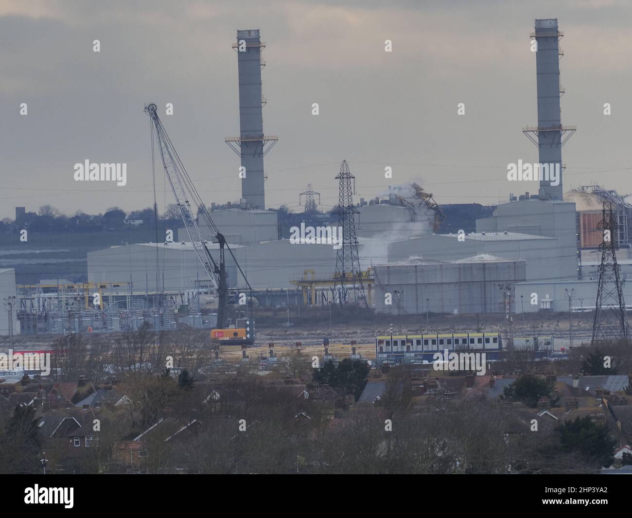 Minster on Sea, Kent, UK. 18th Feb, 2022. UK Weather: a chimney has ...