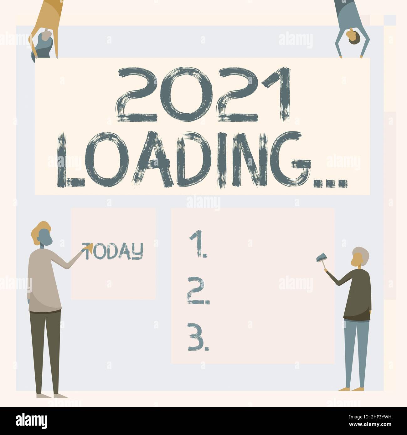 Hand writing sign 2021 Loading..., Business showcase a year composed of a series of events that ...