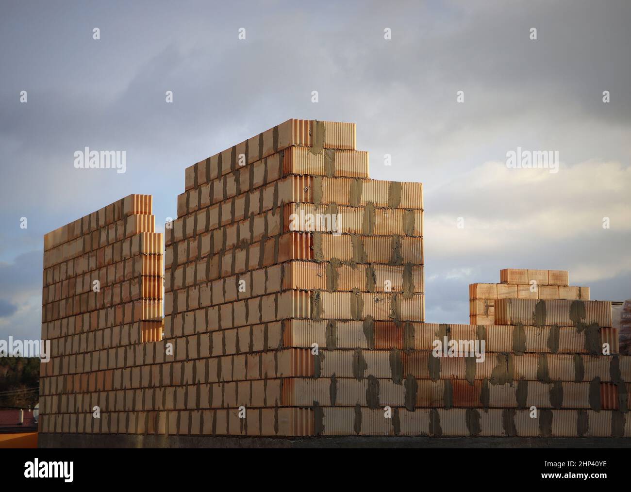 Residential buildings under construction. unfinished house in ...