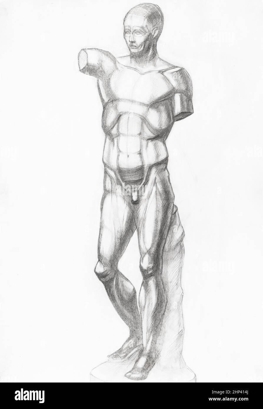 academic drawing - sketch of plaster cast anatomical ecorche figure ...