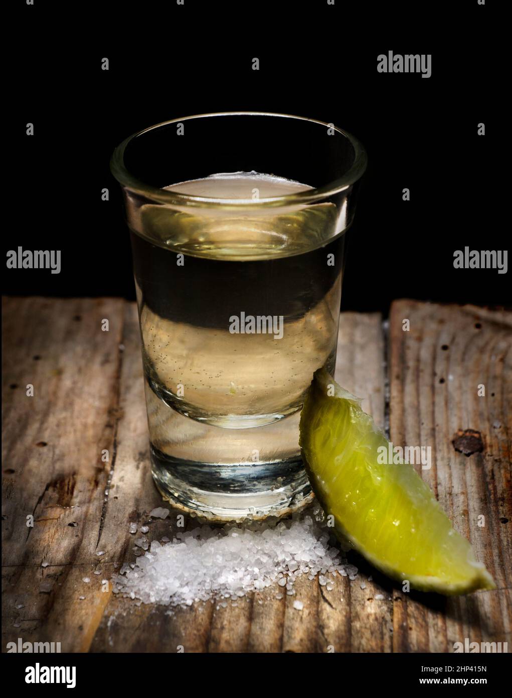 Tequila shot with lime slice and salt Stock Photo - Alamy