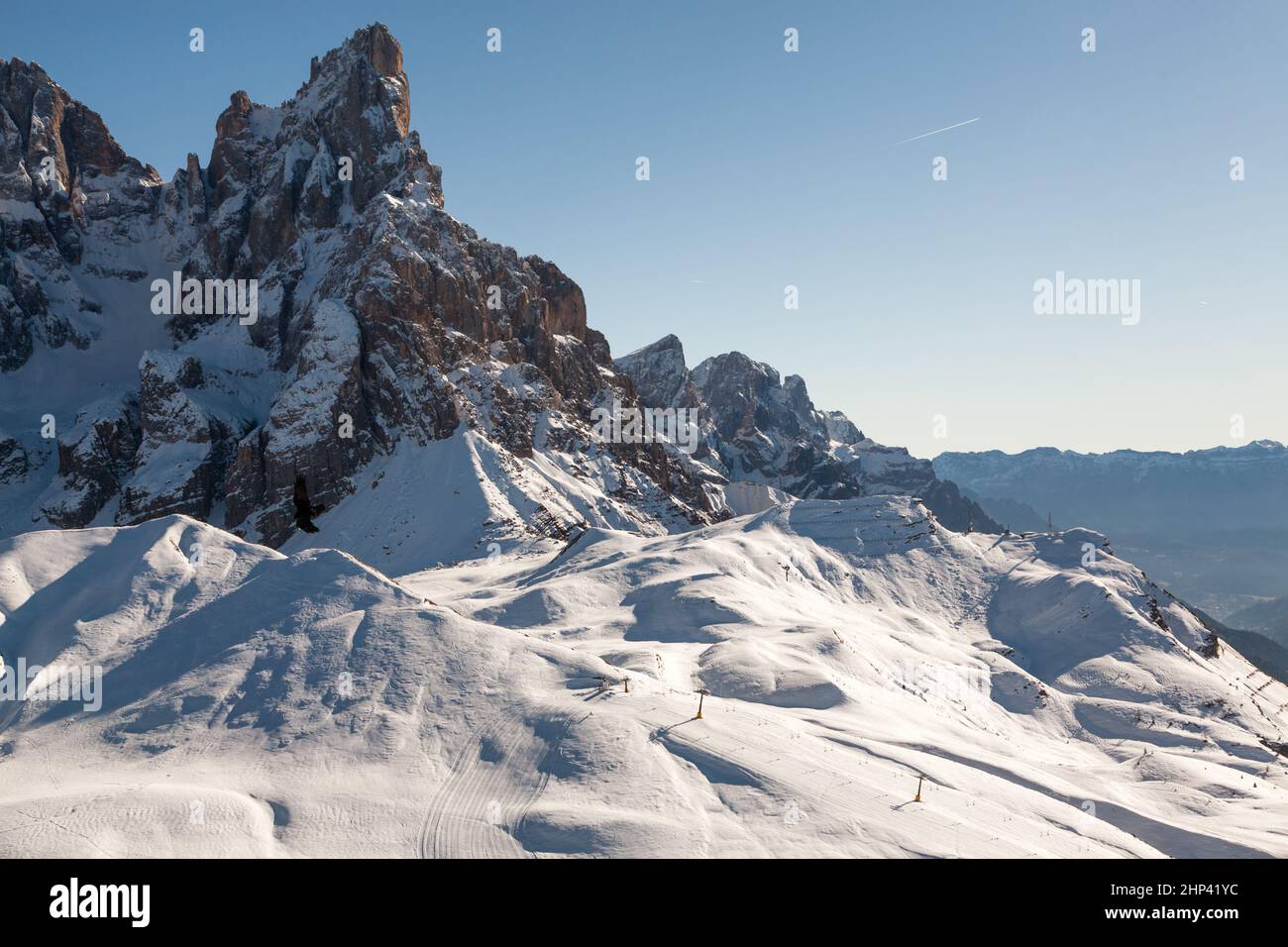 Rolle pass winter view, San martino di Castrozza, Italy. Mountain ...