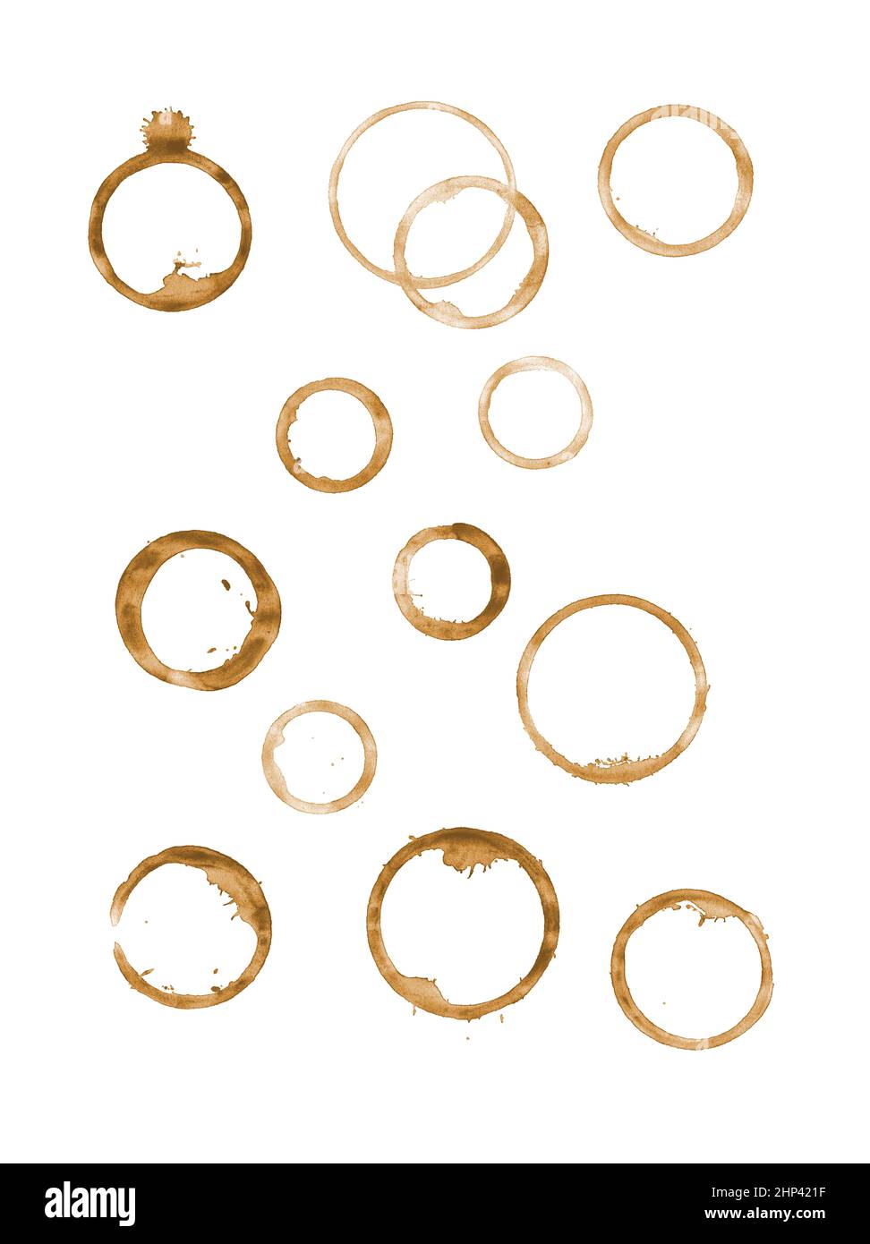 Collection of coffee cup stains isolated on white background Stock ...