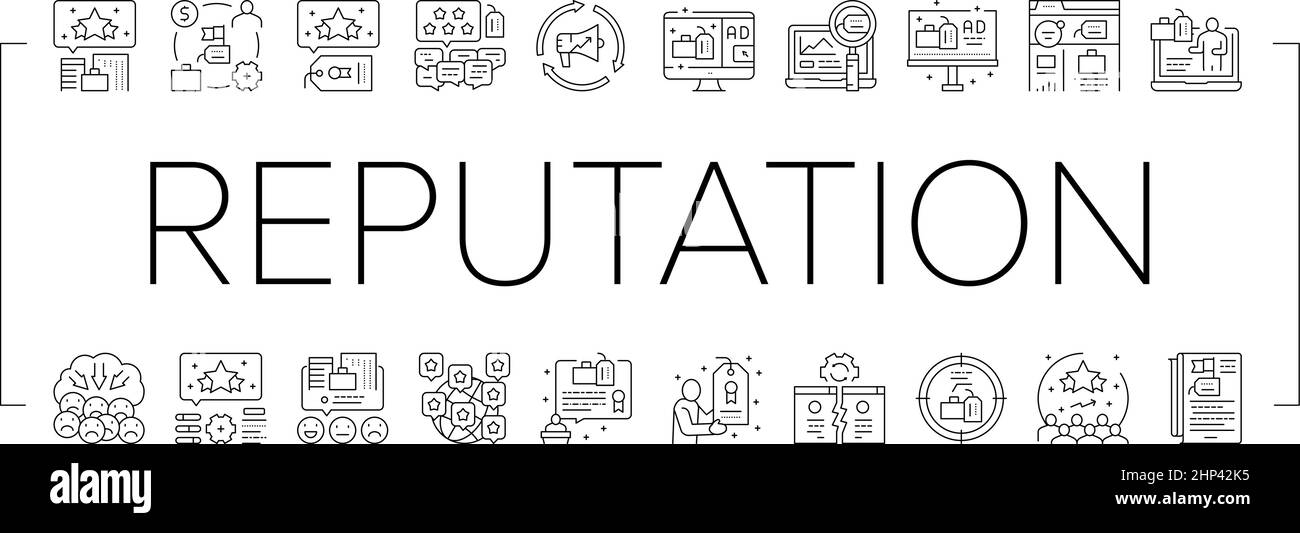 Reputation Management Collection Icons Set Vector Stock Vector Image ...