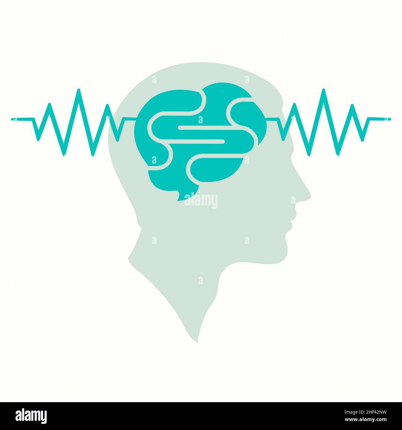 Human profile head. Brain wave concept. Design element, Head scan logo ...