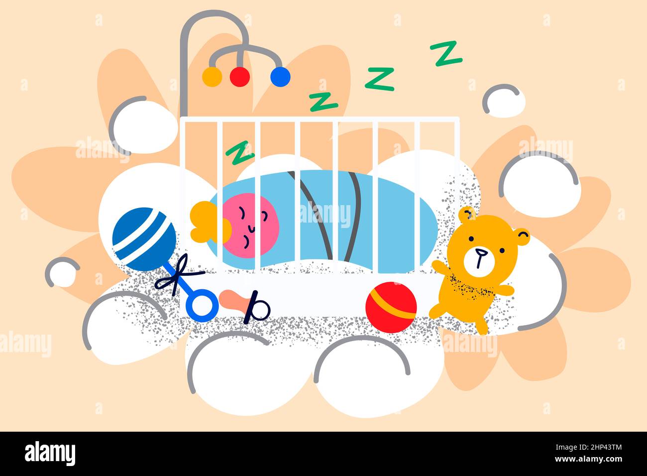 Cartoon illustration newborn baby sleeping hi-res stock photography and ...