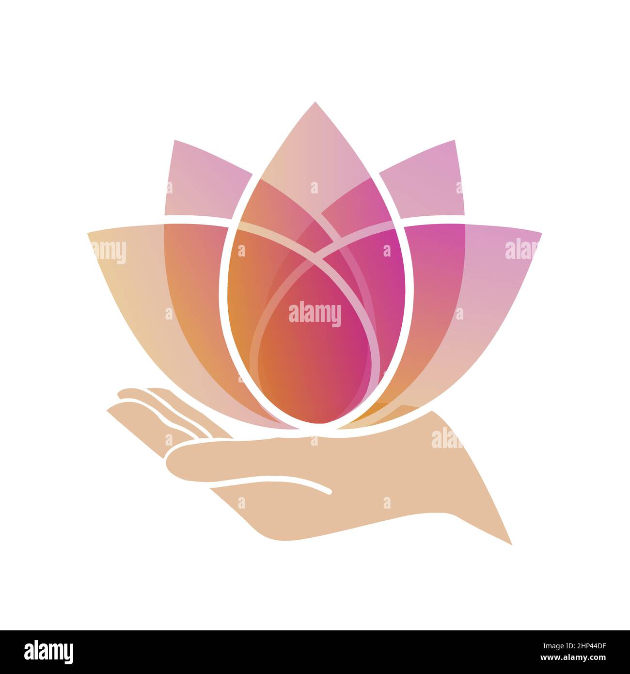 Hand holding lotus flower illustration hi-res stock photography and ...