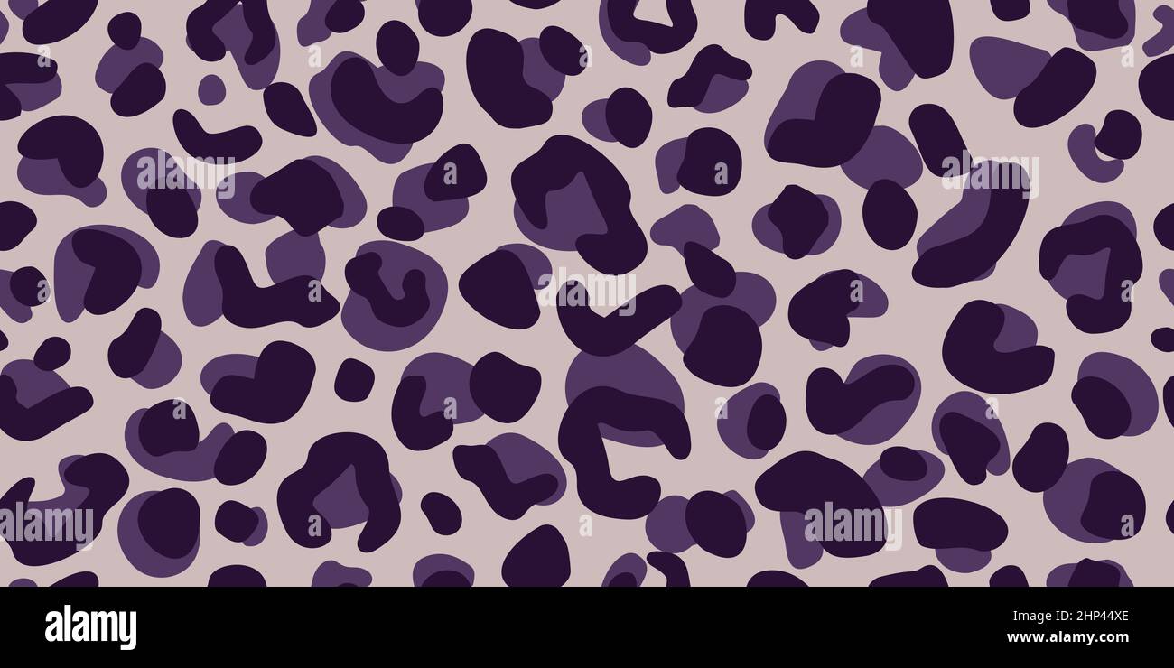 Leopard skin seamless pattern on purple background. Retro savannah ...