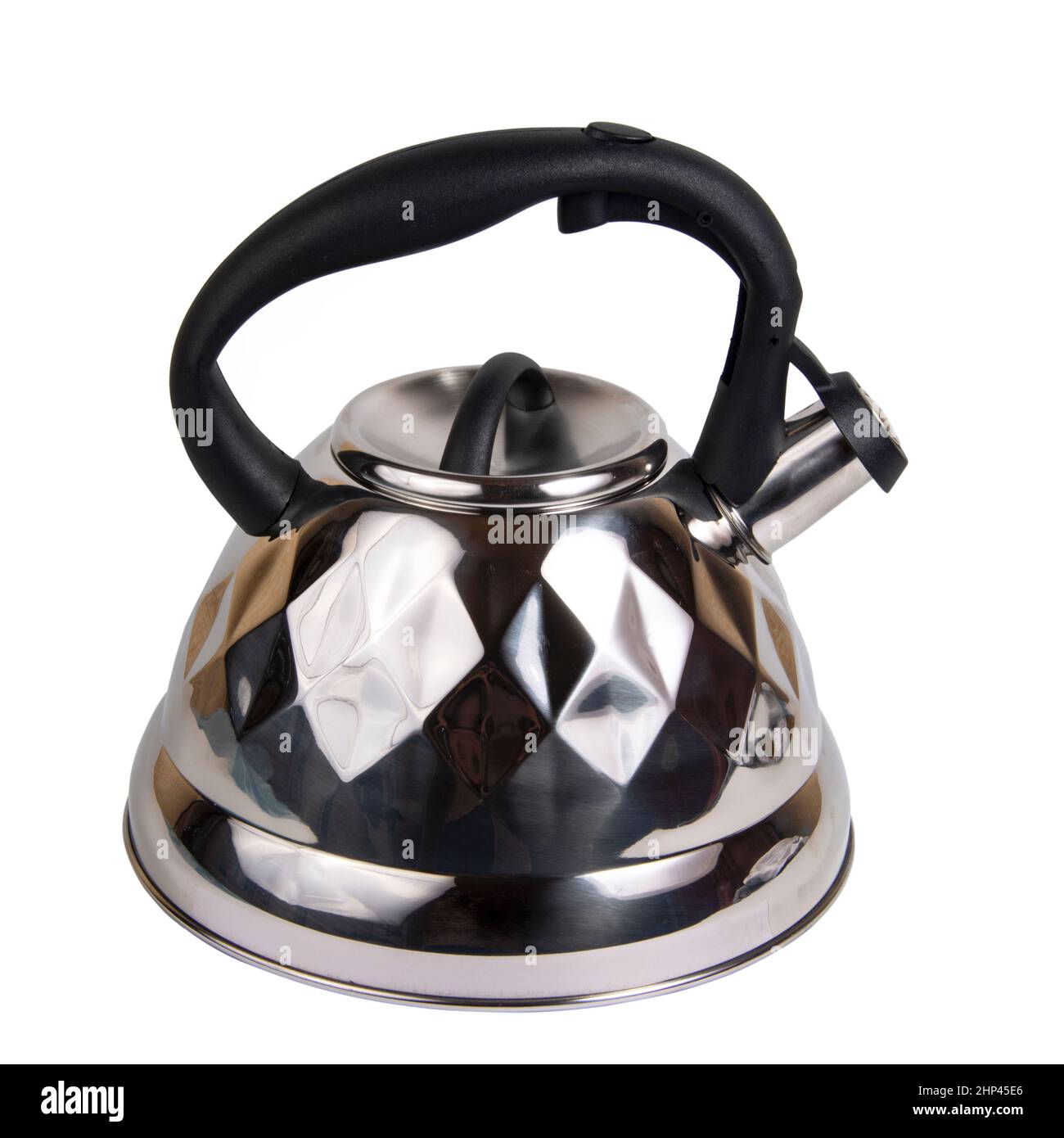 Metal kettle gray color for tea isolated on the white background Stock ...