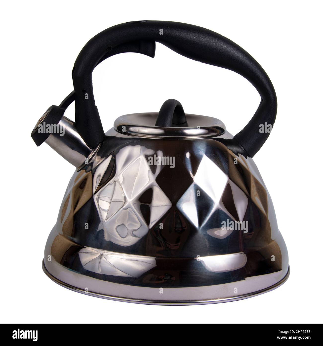Metal kettle gray color for tea isolated on the white background Stock ...