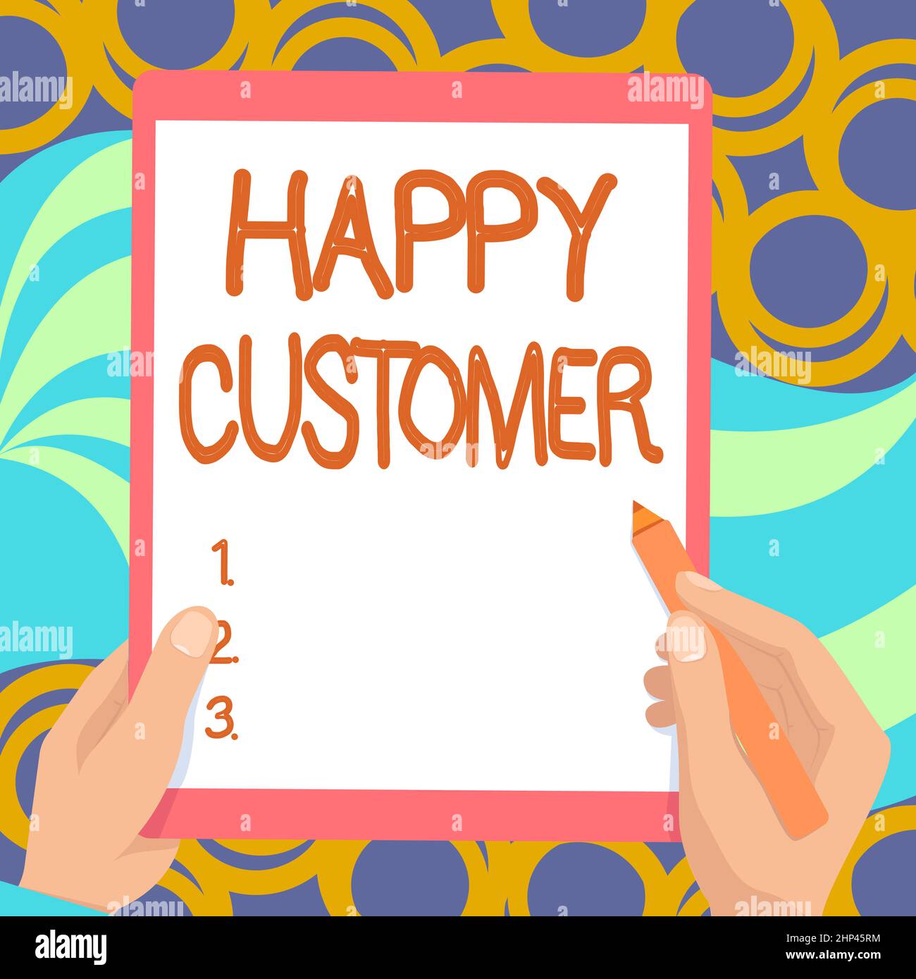 Hand writing sign Happy Customer, Business approach highest ...