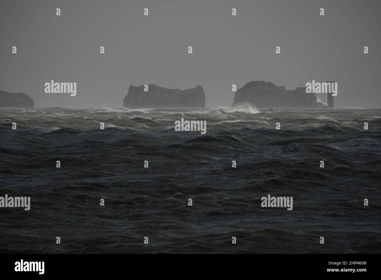 The Needles, Isle of Wight during Storm Eunice Stock Photo - Alamy
