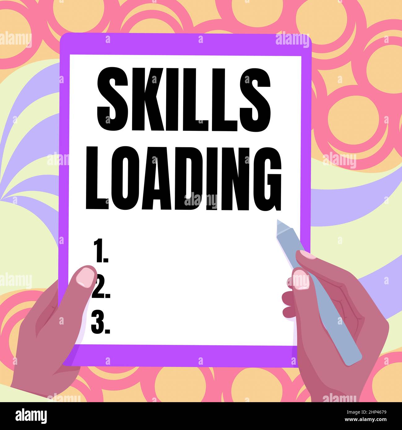 Hand writing sign Skills Loading, Word for points out the degree of difficulty when performing a ...