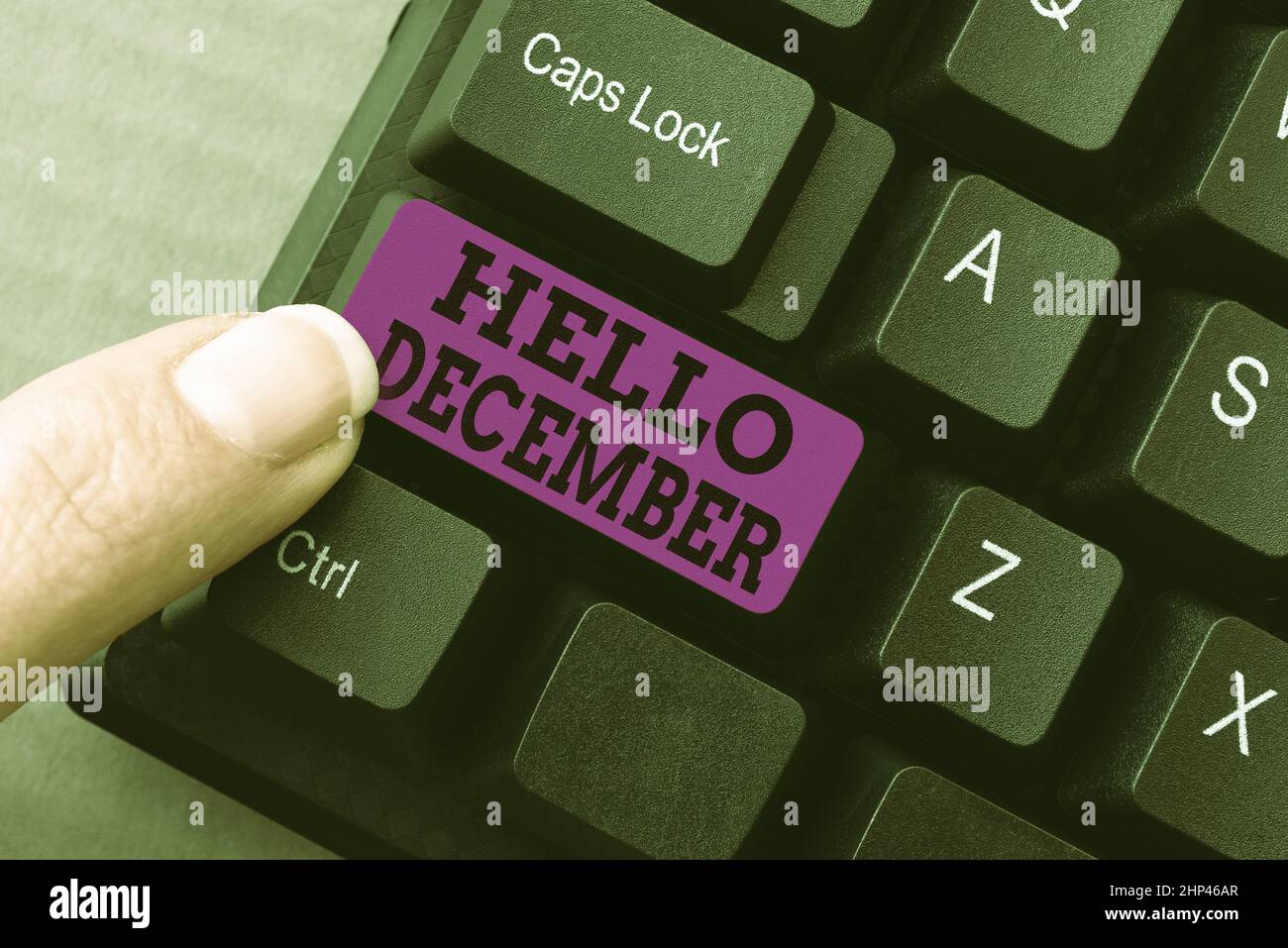 Sign displaying Hello December, Business overview greeting used when ...