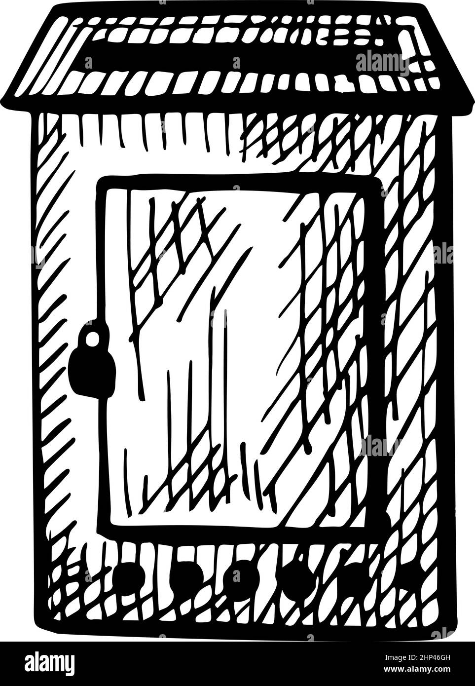 Mailbox sketched isolated. Vintage letterbox in hand drawn style ...