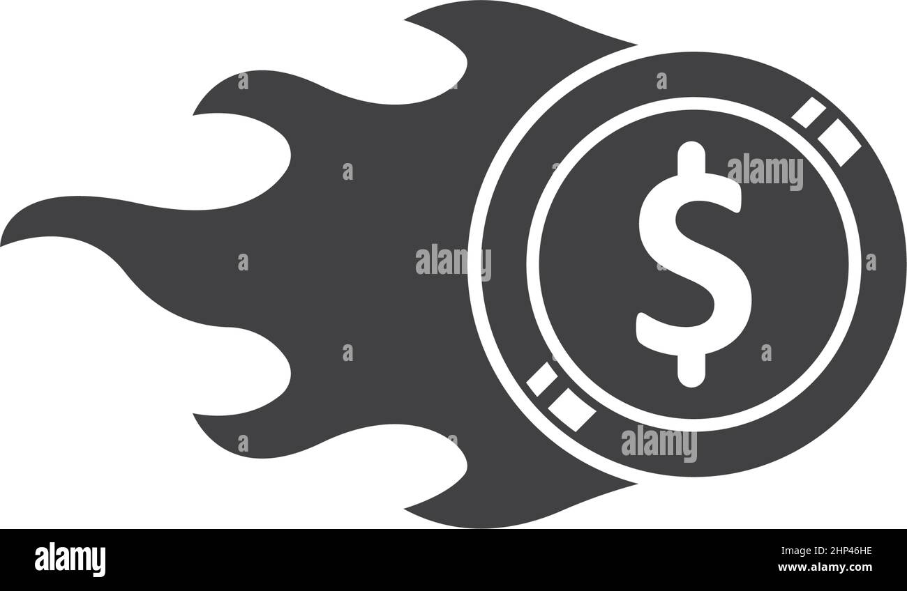 burning golden coin money icon vector illustration Stock Vector Image ...
