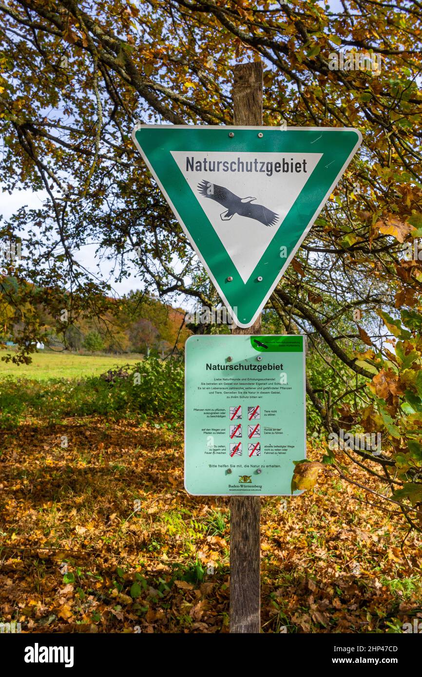 Neckargemuend, Germany - Oktober 31, 2021: A sign with the inscription ...