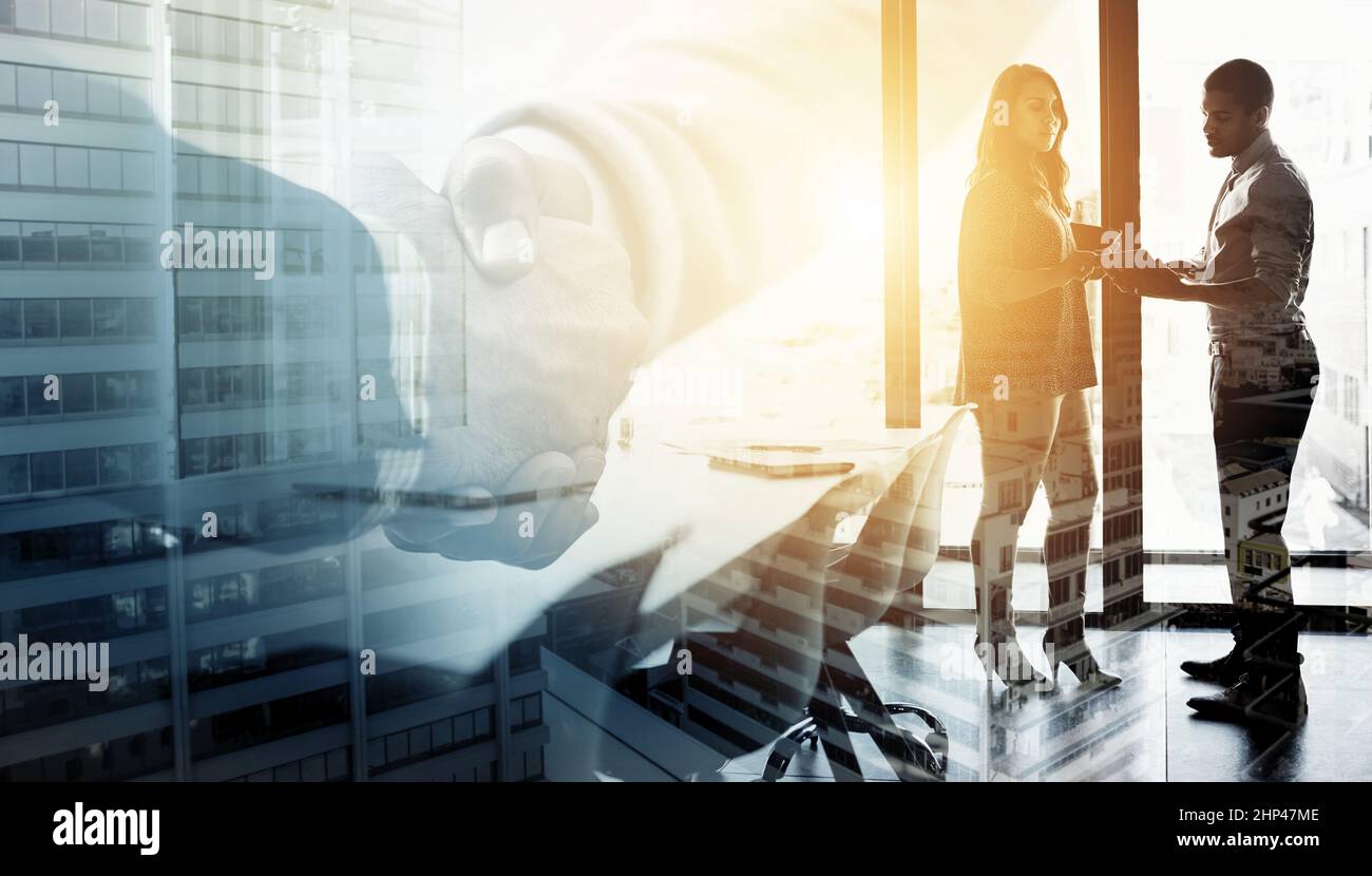 Female employee coming up office hi-res stock photography and images ...