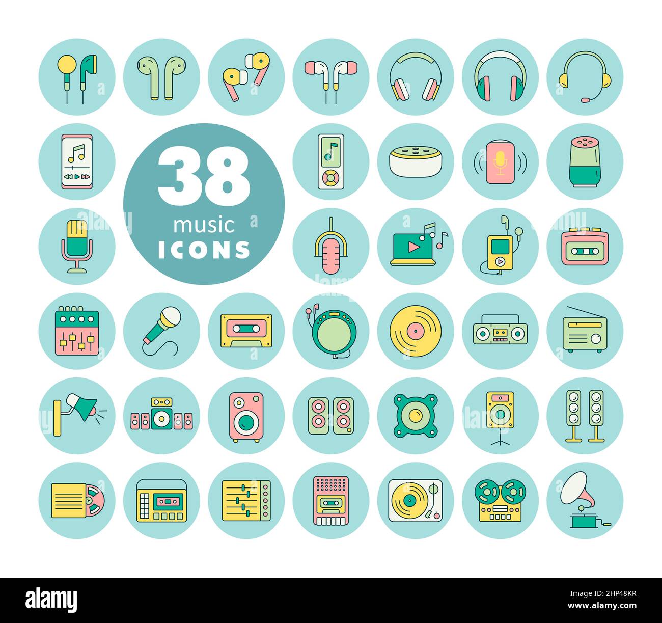 Multimedia devices and color flat symbols icons set. Graph symbol for ...