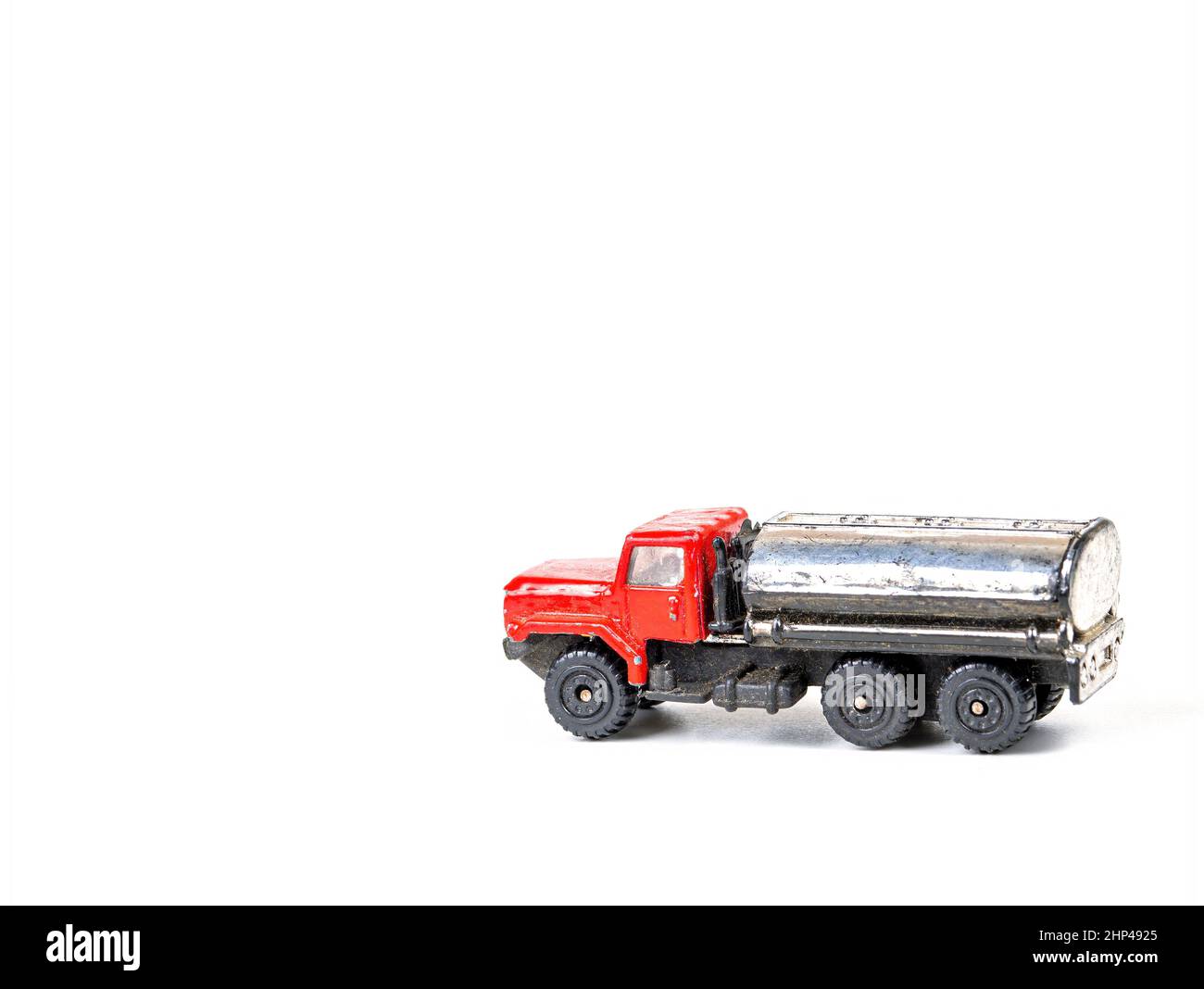 Truck with a tank - a children's toy on a white background. Fuel truck ...