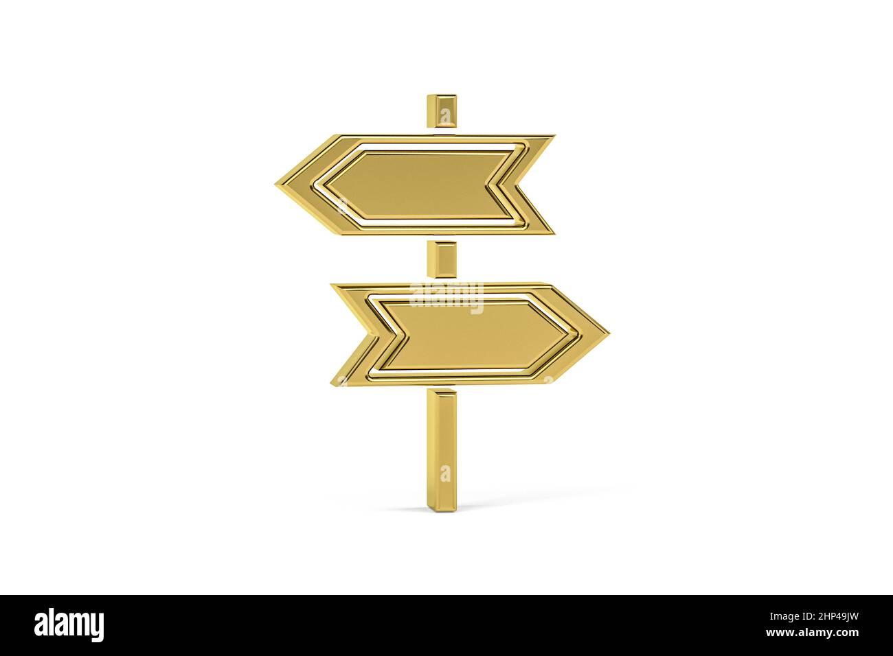 Golden 3d road sign isolated on white background - 3d render Stock ...