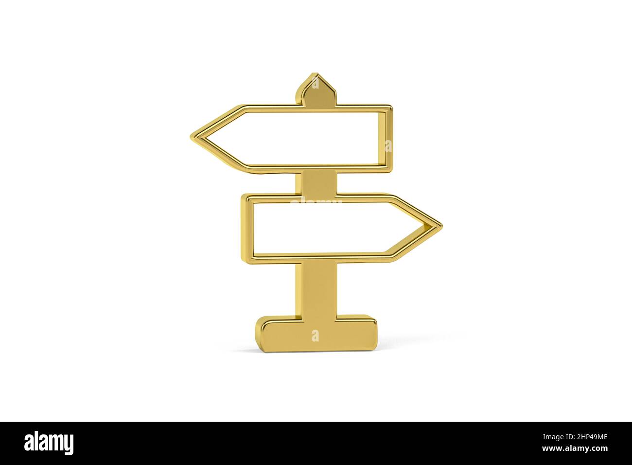 Golden 3d road sign isolated on white background - 3d render Stock ...