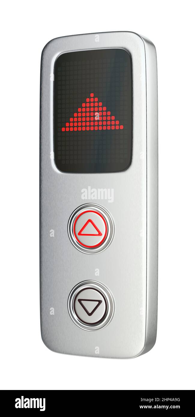Silver elevator call panel, isolated on white background Stock Photo ...