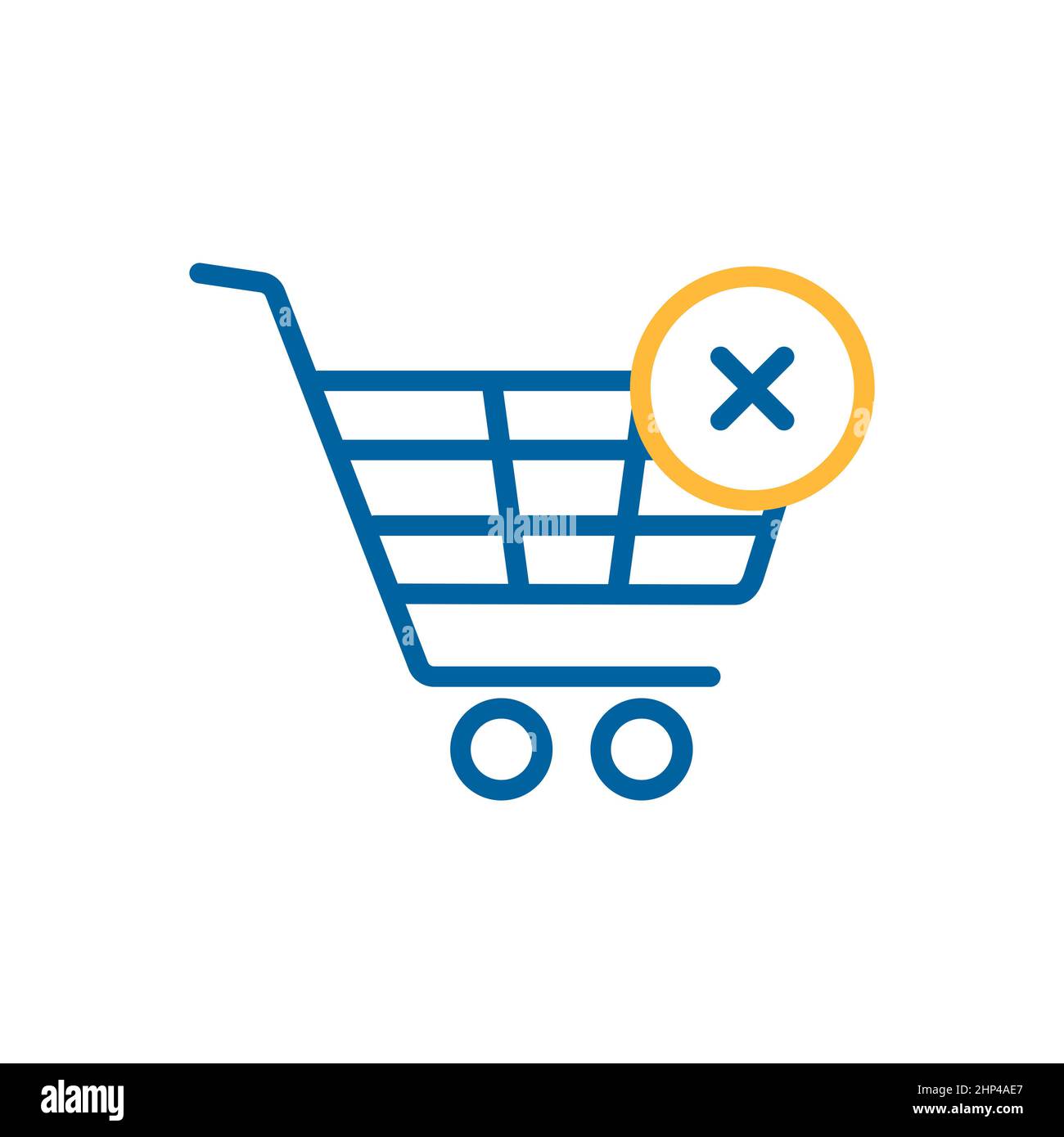 Shopping cart with cross sign. Cancel or delete purchase simple flat ...