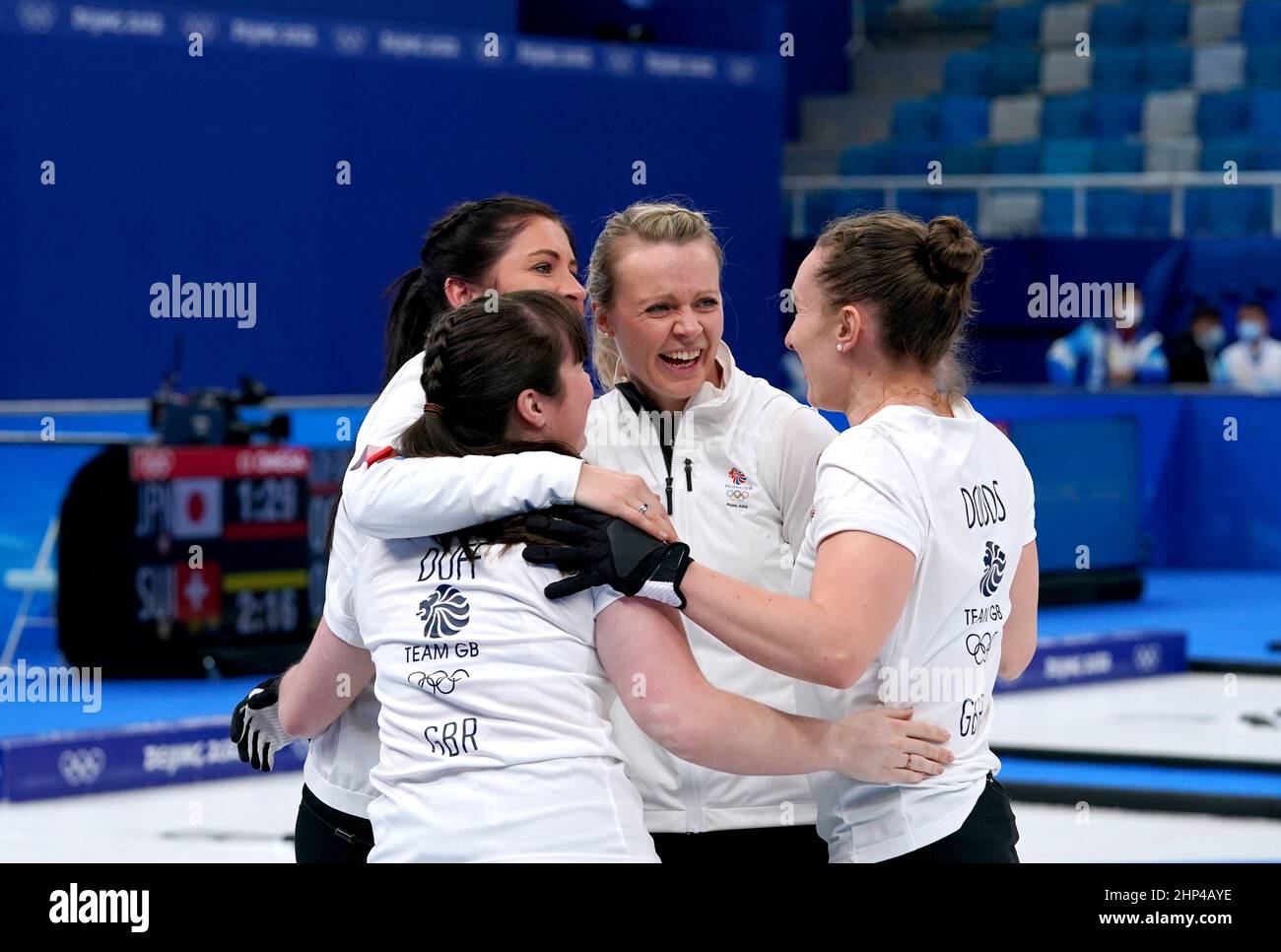 Great Britain's Eve Muirhead (left), Hailey Duff, Vicky Wright and ...