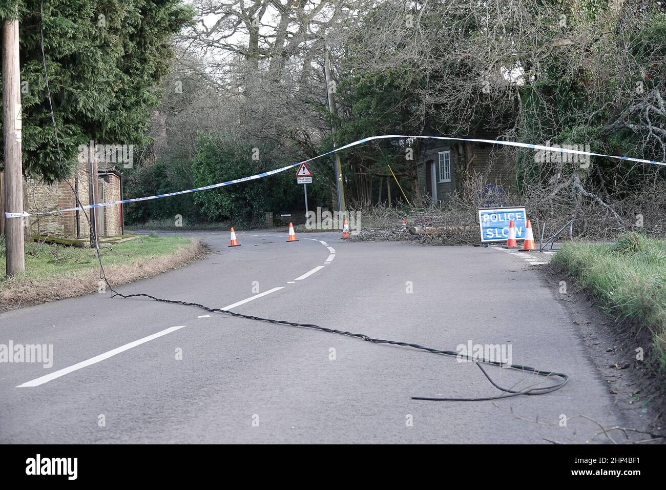 Station Lane, Godalming. 18th February 2022. Hurricane force winds hit ...