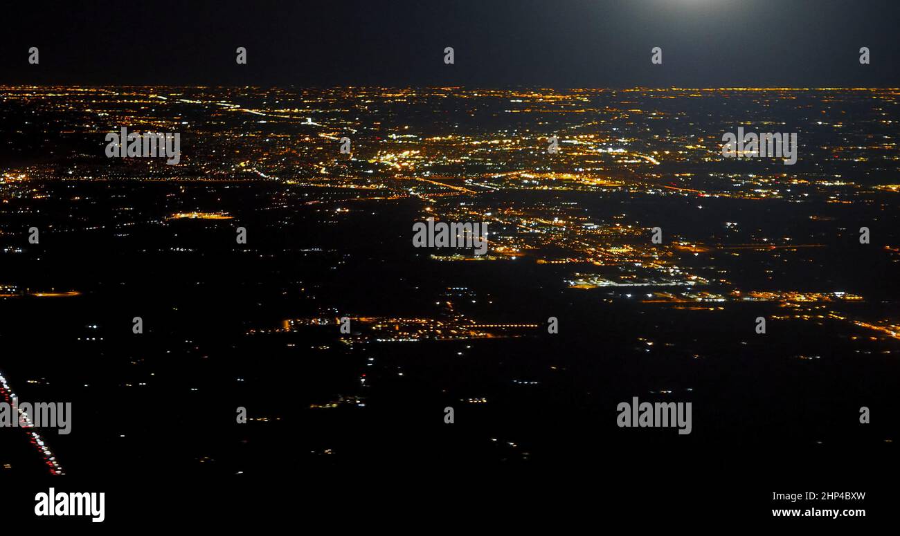 Aerial view of city lights at night time Stock Photo - Alamy
