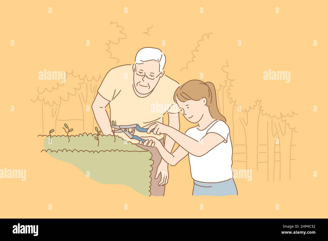 Pruning plant kid Stock Vector Images - Alamy