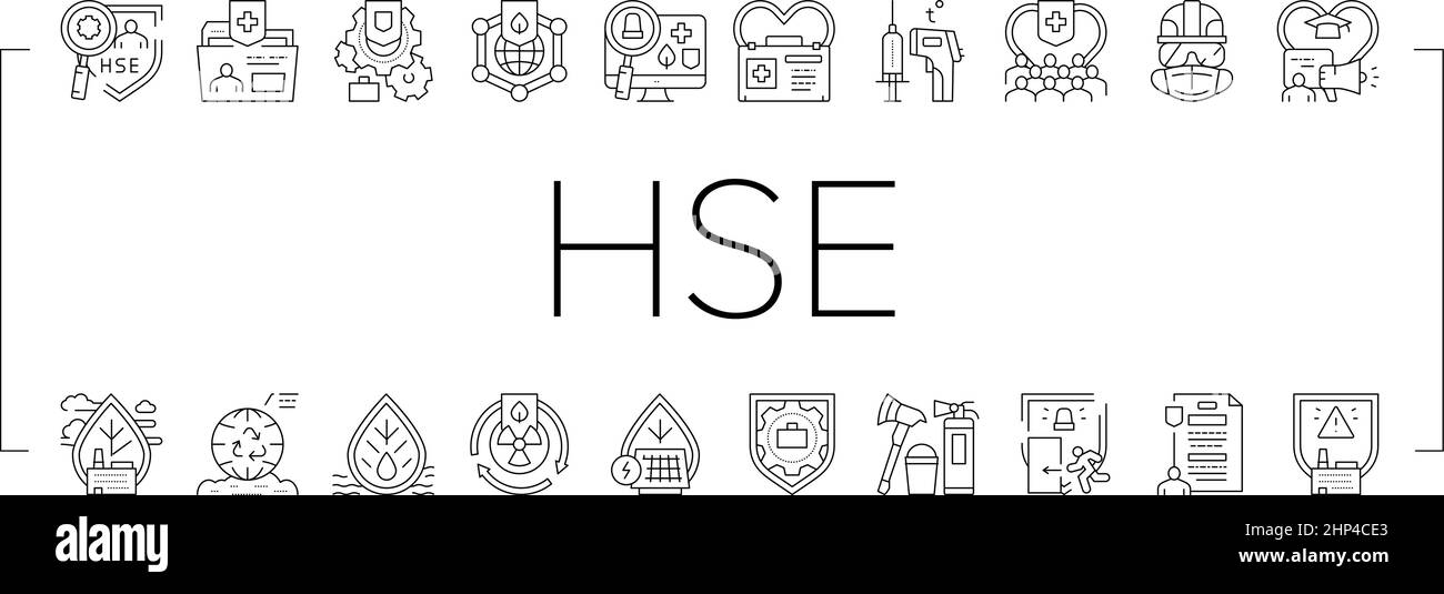 Health Safety Environment Hse Icons Set Vector Stock Vector Image & Art ...