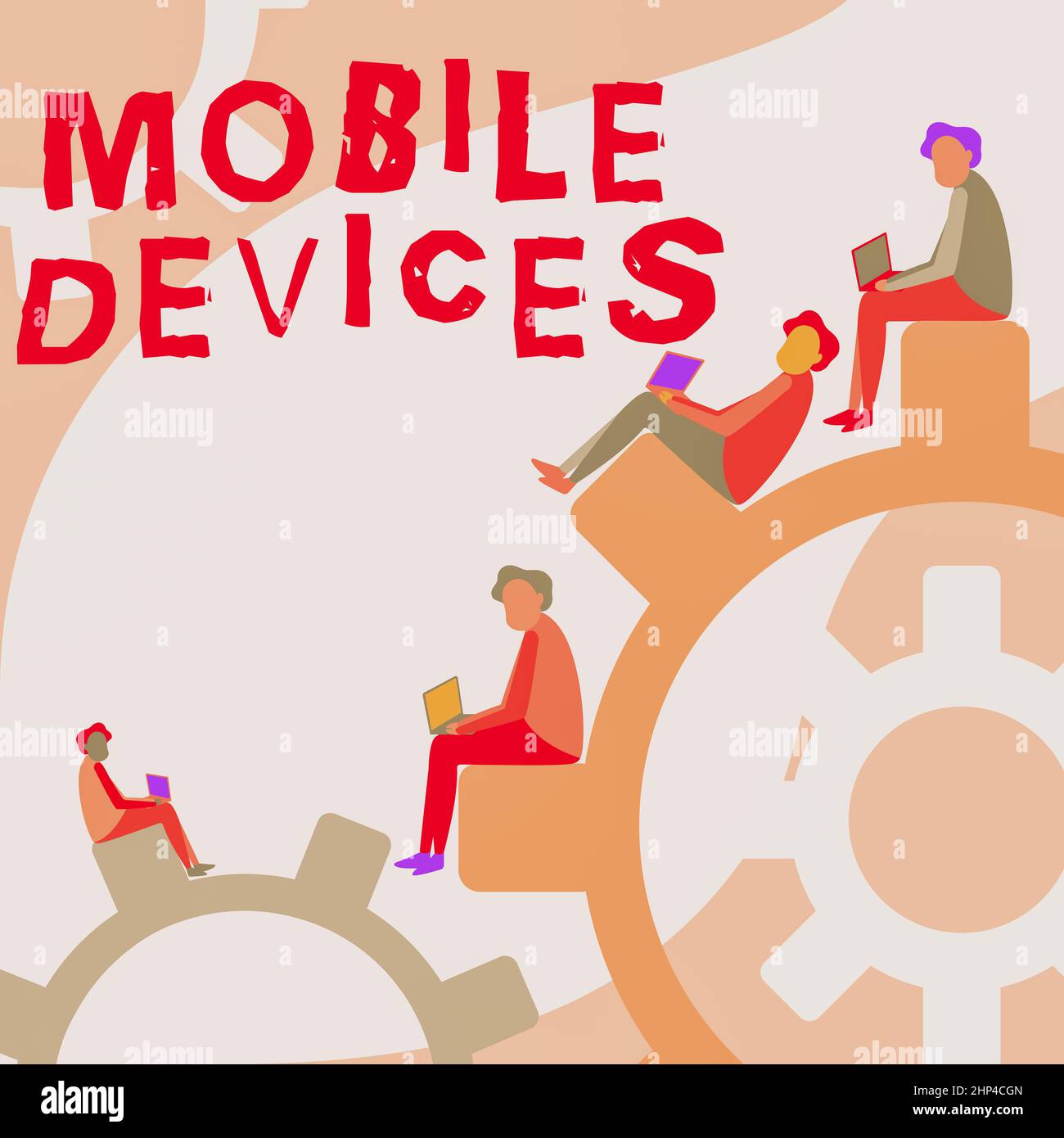 Text sign showing Mobile Devices, Concept meaning A portable computing ...