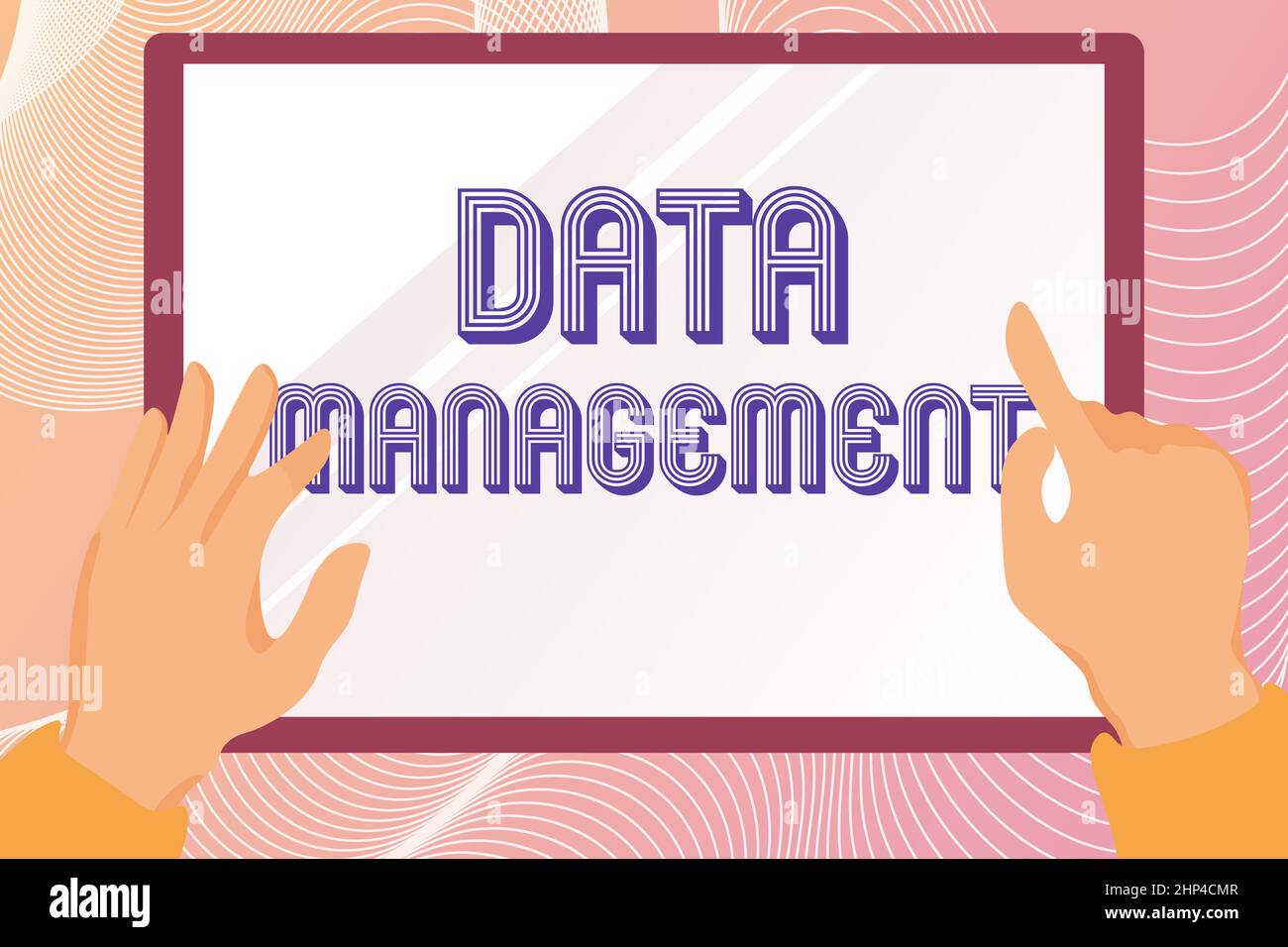 Text caption presenting Data Management, Business concept The practice ...