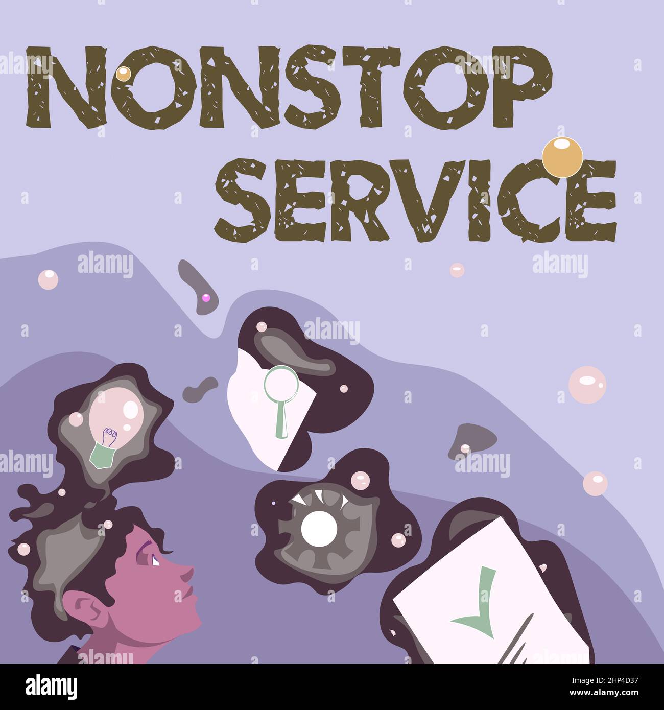 Conceptual caption Nonstop Service, Word Written on system of public ...