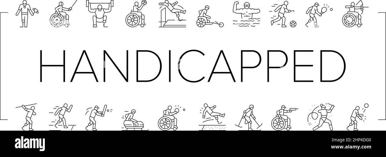 Handicapped Athlete Sport Game Icons Set Vector Stock Vector Image ...