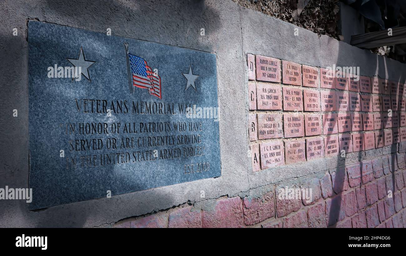 San Elizario, Texas, USA - January 22, 2022: The Veterans Memorial Walk ...