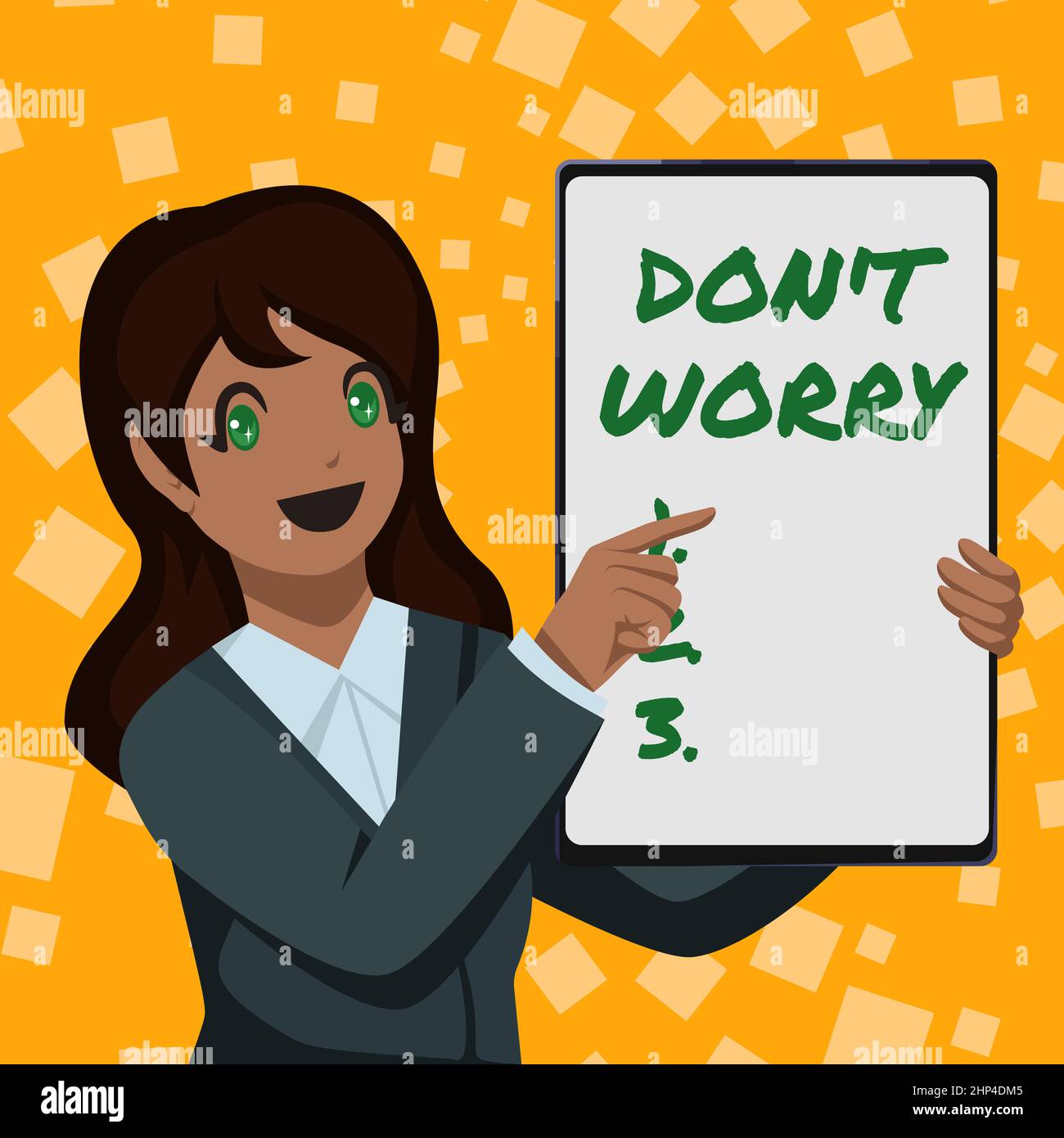 Hand writing sign Do not dont Worry, Word Written on indicates to be ...