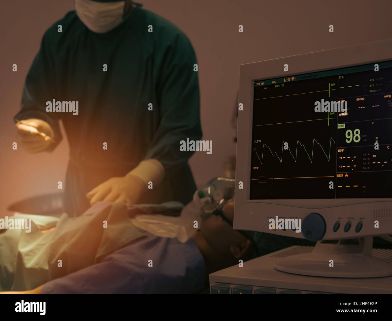 Monitoring of Electrocardiogram and saturation O2 of patient in ...