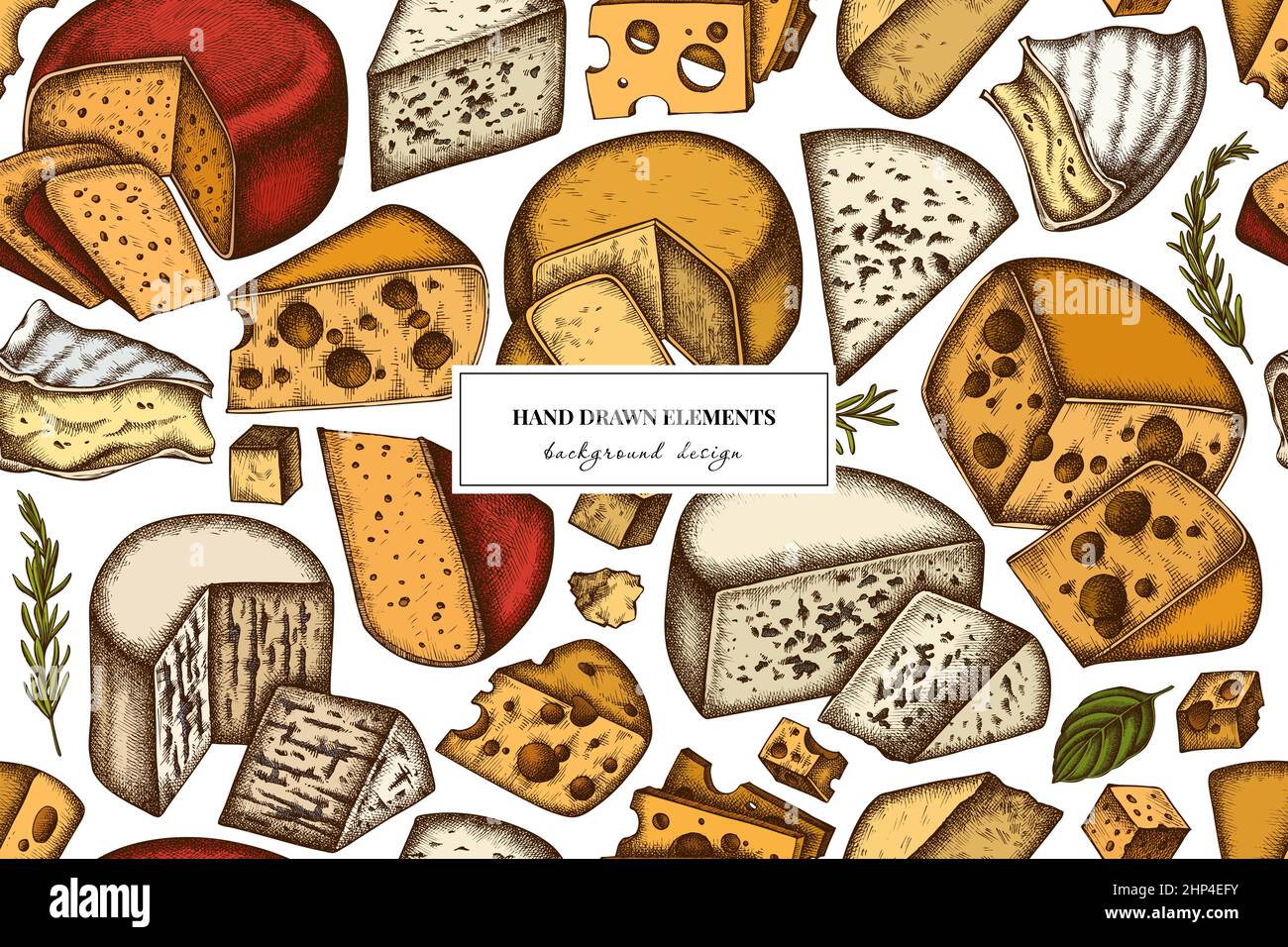 Cheese seamless pattern background design. Engraved style. Hand drawn ...