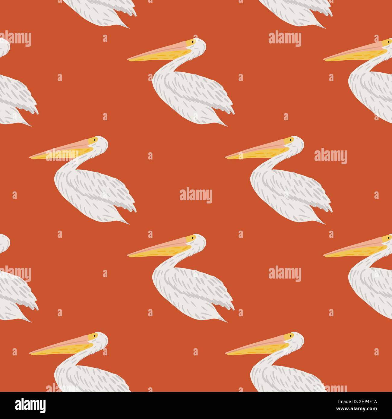 Pelican sitting seamless pattern. Background of sea birds. Repeated ...