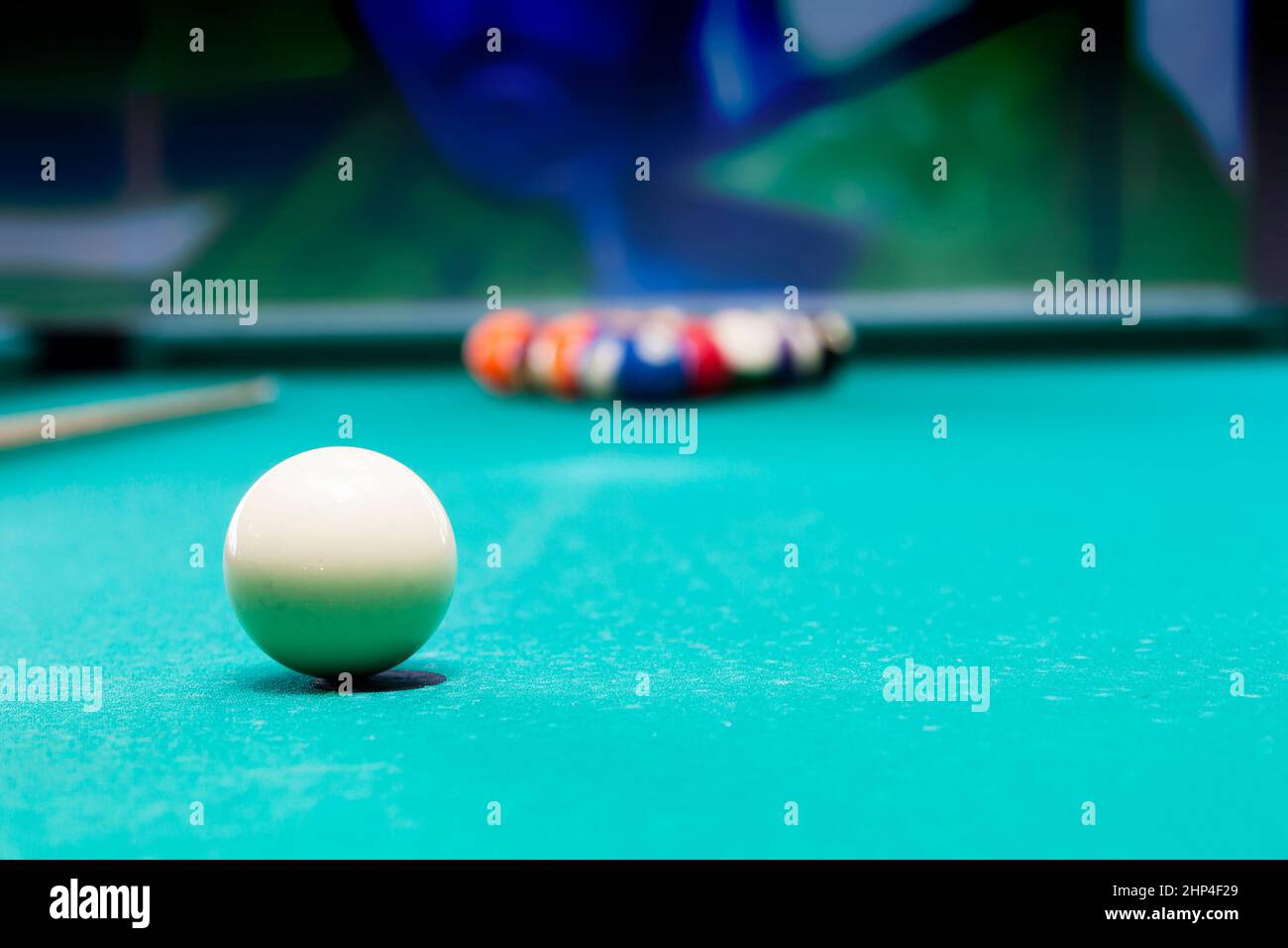 billiard balls in a pool table Stock Photo - Alamy