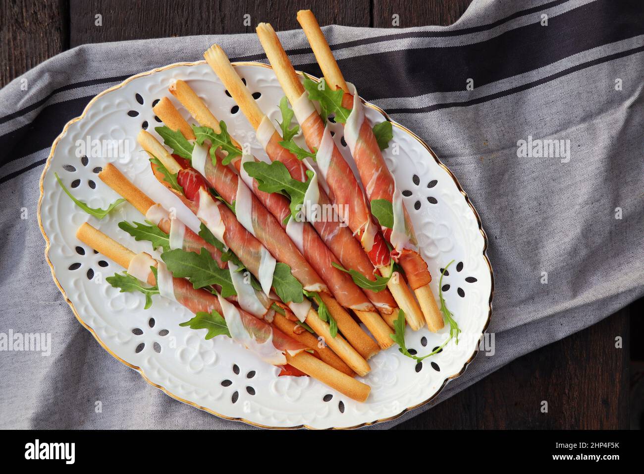 Grissini ham plate hi-res stock photography and images - Alamy