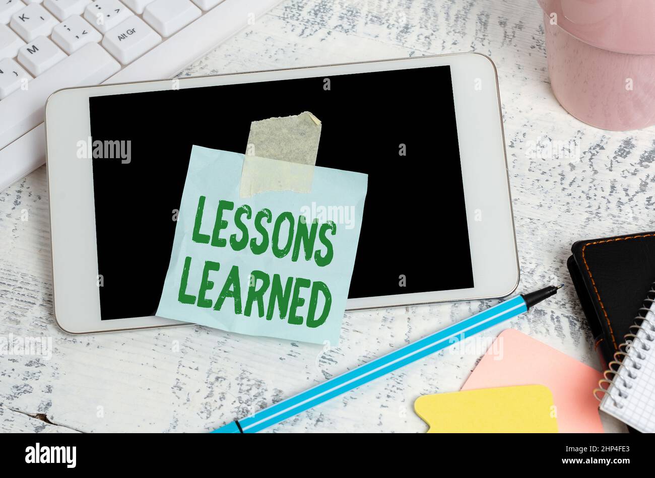 Sign displaying Lessons Learned, Conceptual photo information reflects ...