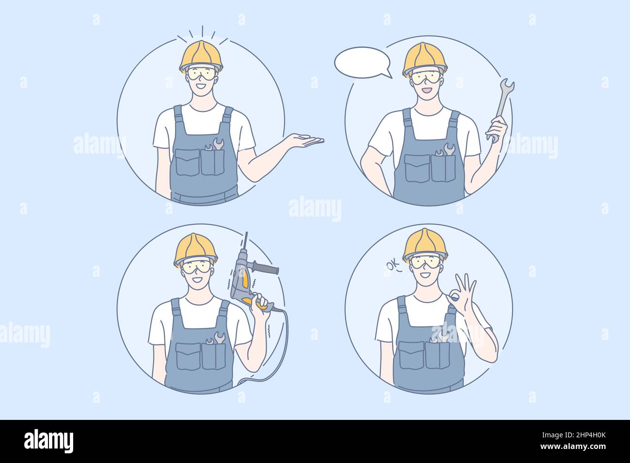 Cartoon construction boy smiling hi-res stock photography and images ...