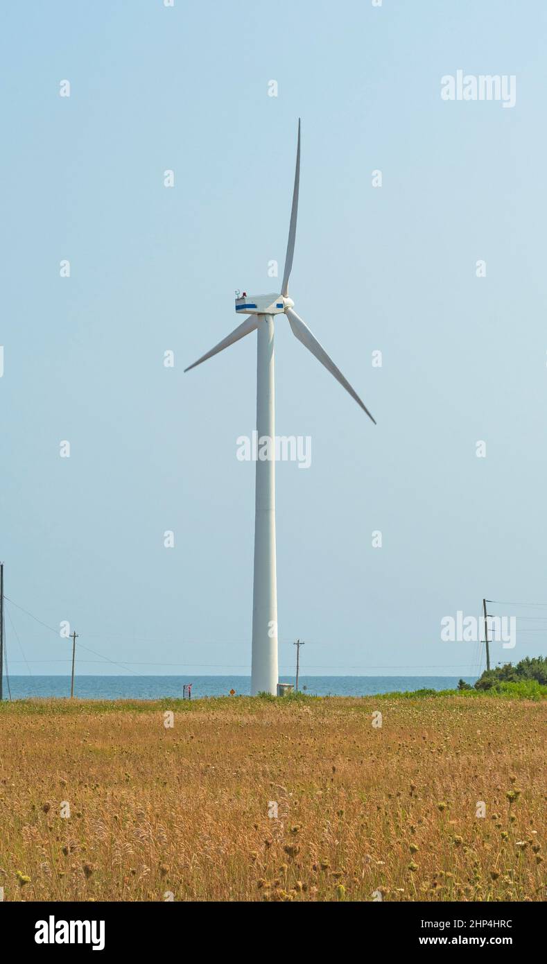 Wind Turbine on a Coastal Plain on North Cape on Prince Edward Island ...